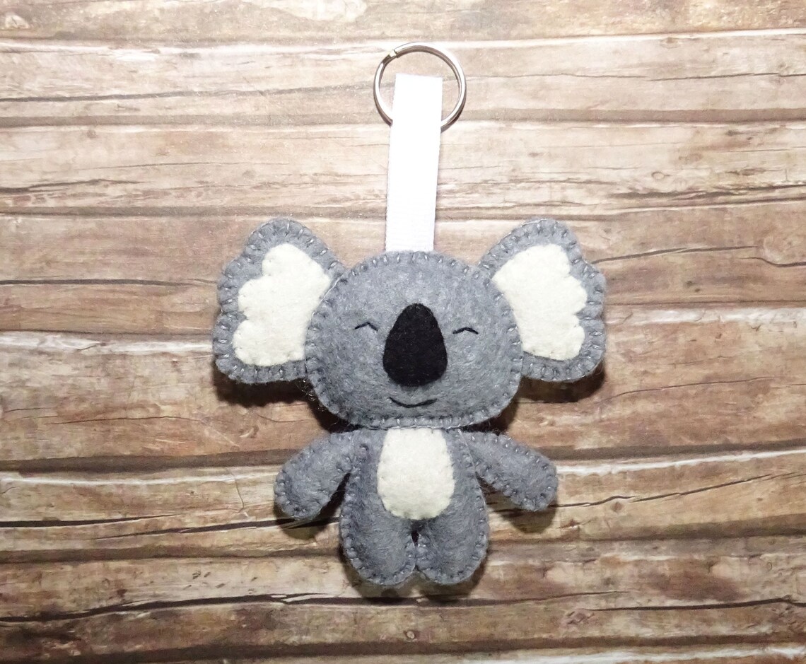 Wool Felt Koala Keychain Koala Keychain Keyring Plush - Etsy