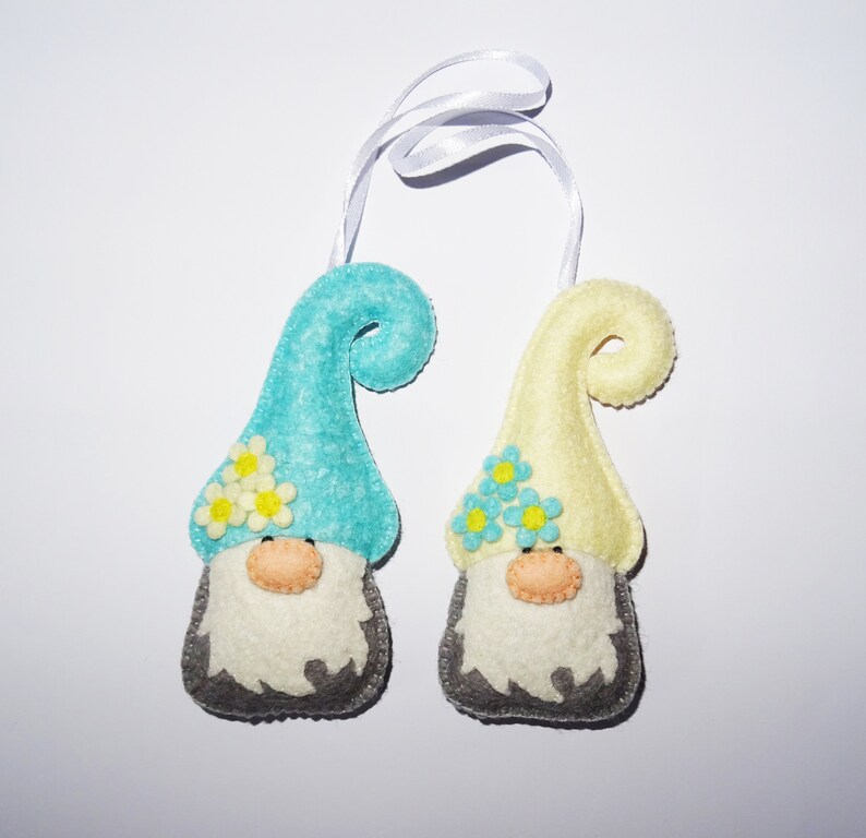 Wool Felt Spring Elves Ornament Set of 2 Felt Dwarf | Etsy