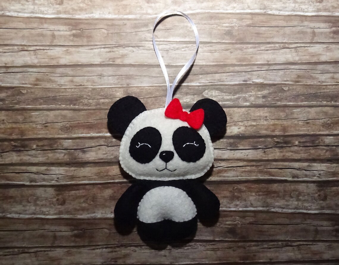 Panda Ornament Wool Felt Panda Panda Bear Woodland Animal - Etsy