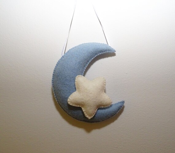 Moon and Star Wool Felt Moon and Star Ornament Felt | Etsy