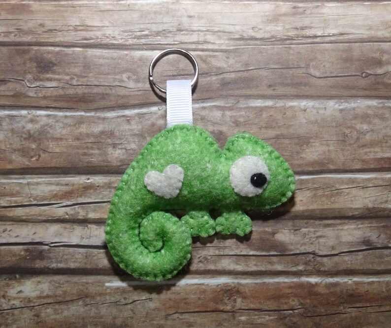 Wool Felt Chameleon Keychain Chameleon Keychain Keyring Key - Etsy
