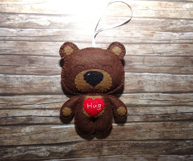 Bear Ornament Wool Felt Bear Brown Bear Personalized With - Etsy