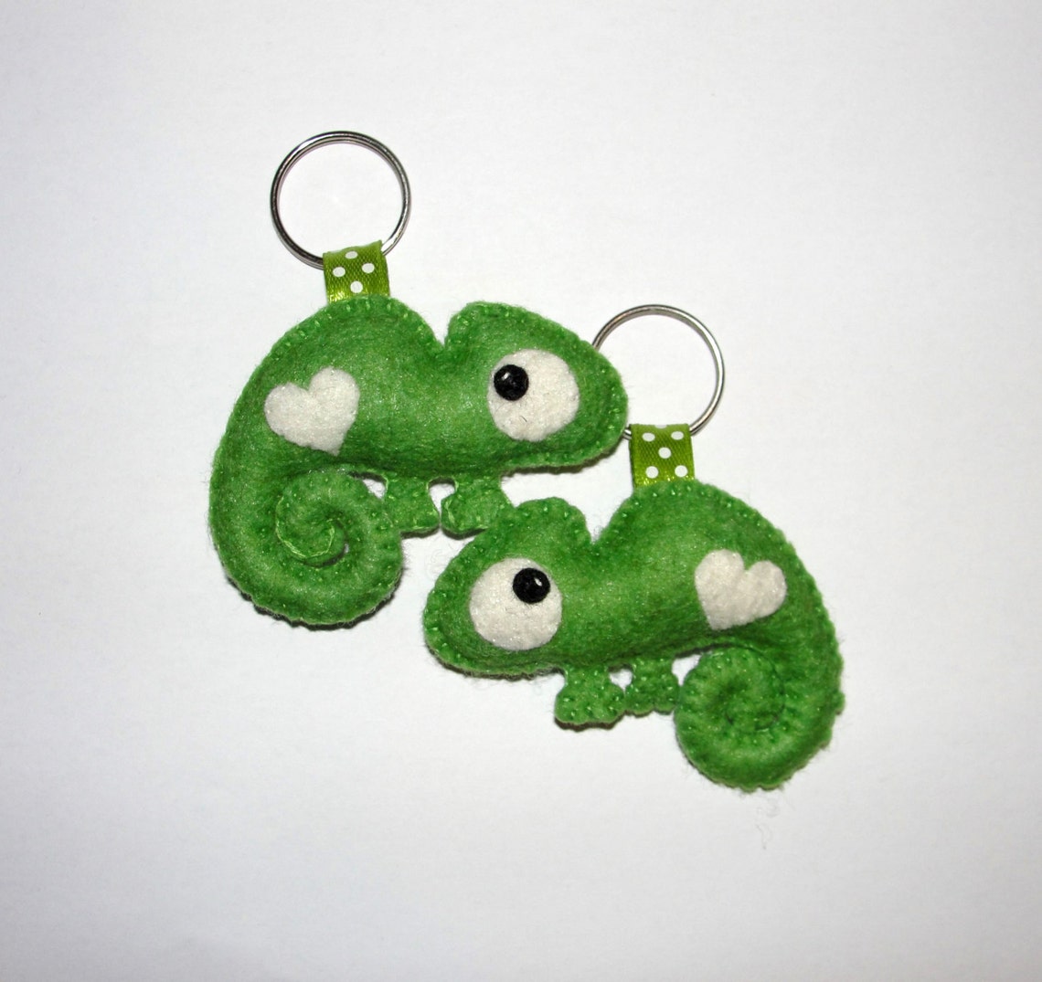 Wool Felt Chameleon Keychain Chameleon Keychain Keyring Key - Etsy