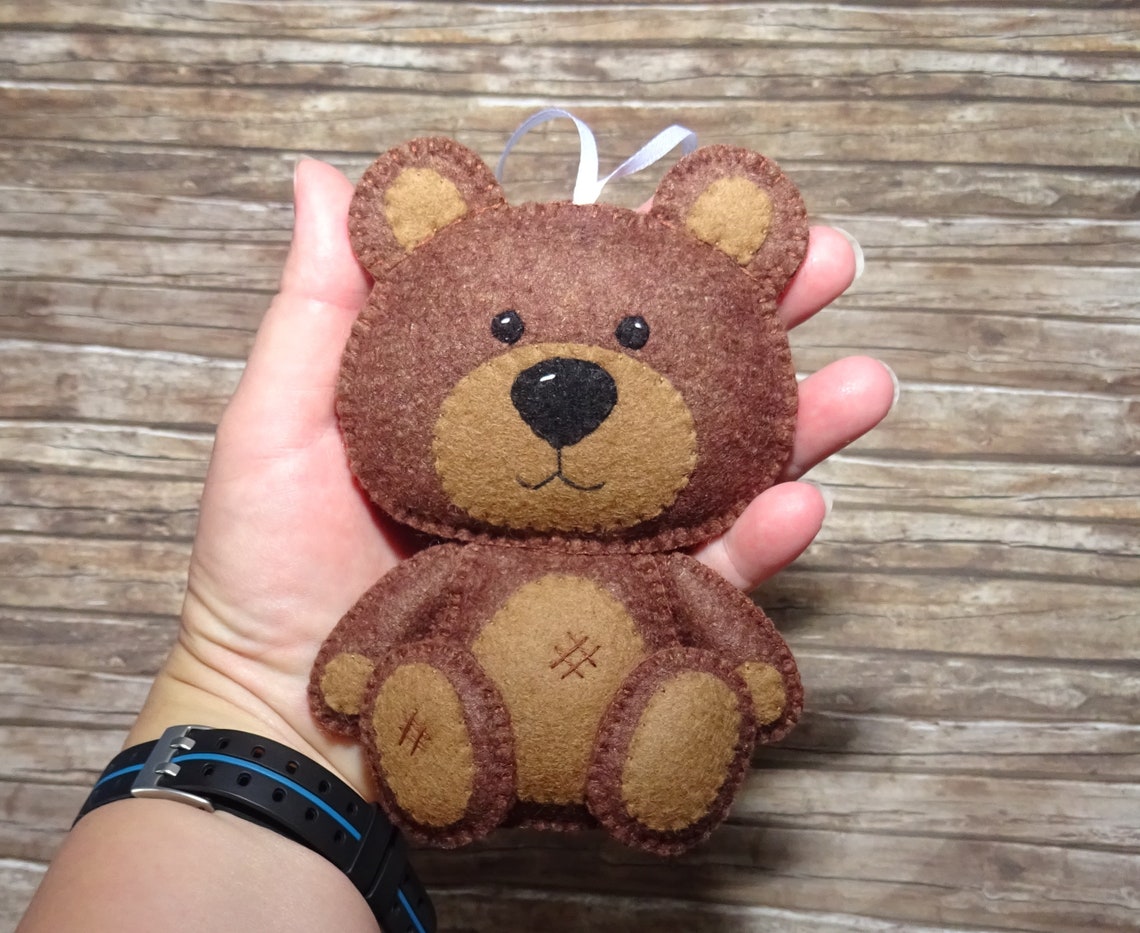 Bear Ornament Wool Felt Brown Bear Ornament Felt Bear - Etsy
