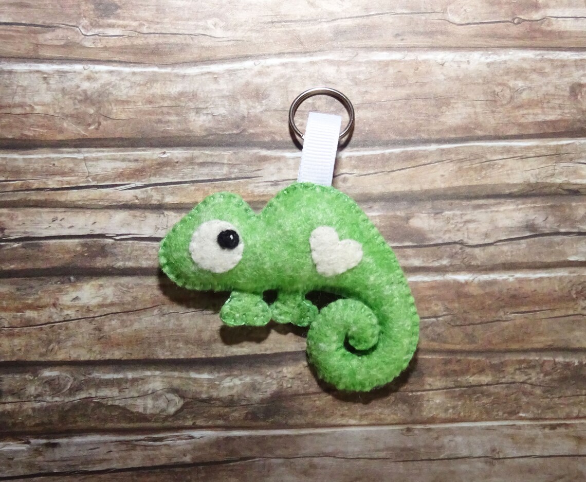 Wool Felt Chameleon Keychain Chameleon Keychain Keyring Key - Etsy