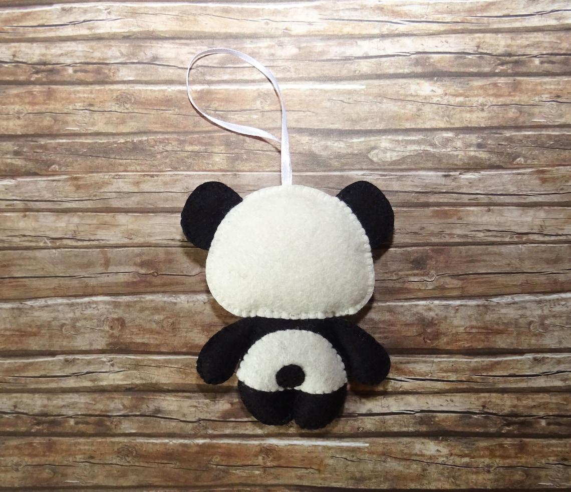 Panda Ornament, Wool Felt Panda, Panda Bear, Woodland Animal, Kidsroom ...