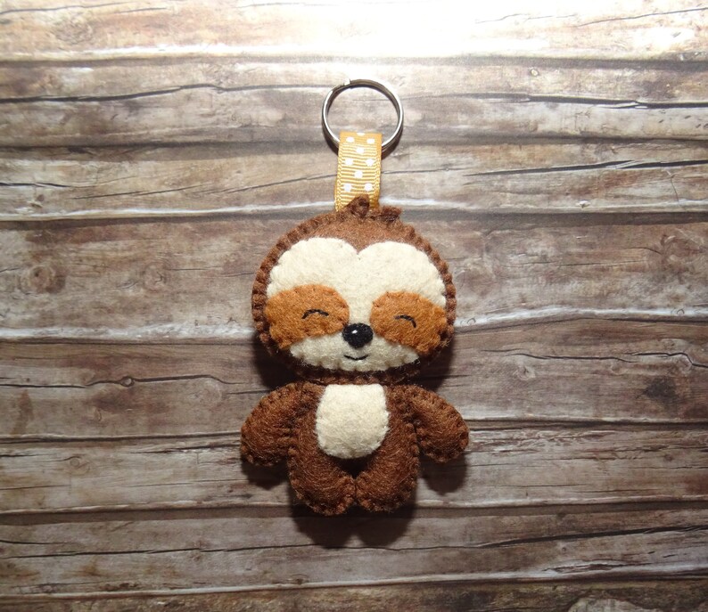 Wool Felt Sloth Keychain Sloth Keychain Keyring Plush | Etsy