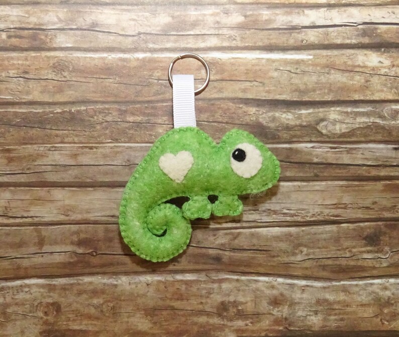 Wool Felt Chameleon Keychain Chameleon Keychain Keyring Key - Etsy