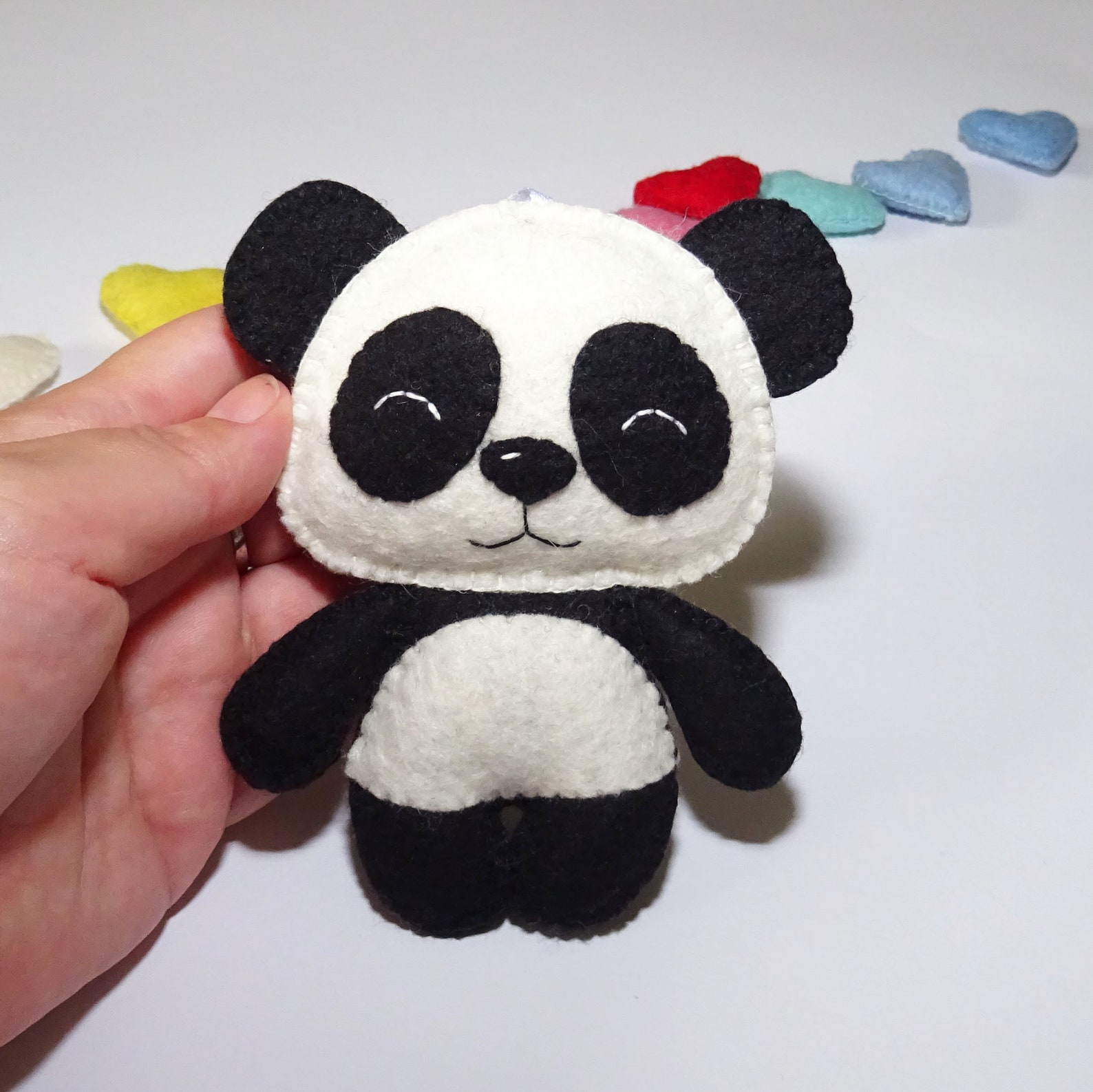 Panda Ornament, Wool Felt Panda, Panda Bear, Woodland Animal, Kidsroom ...