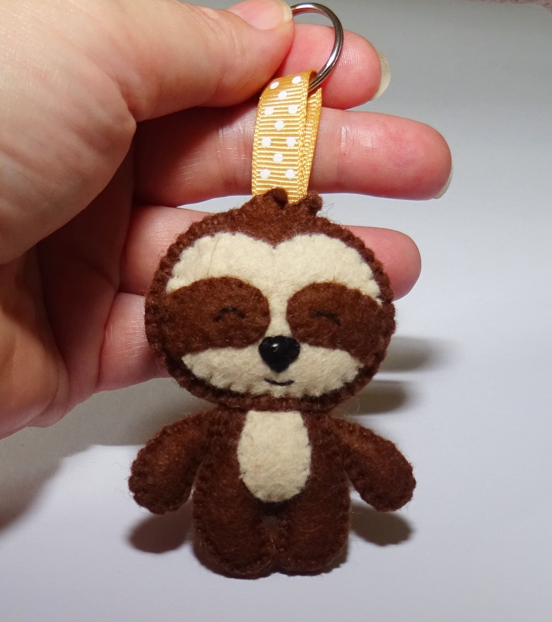 Wool Felt Sloth Keychain, Sloth Keychain, Keyring, Plush Sloth, Key ...