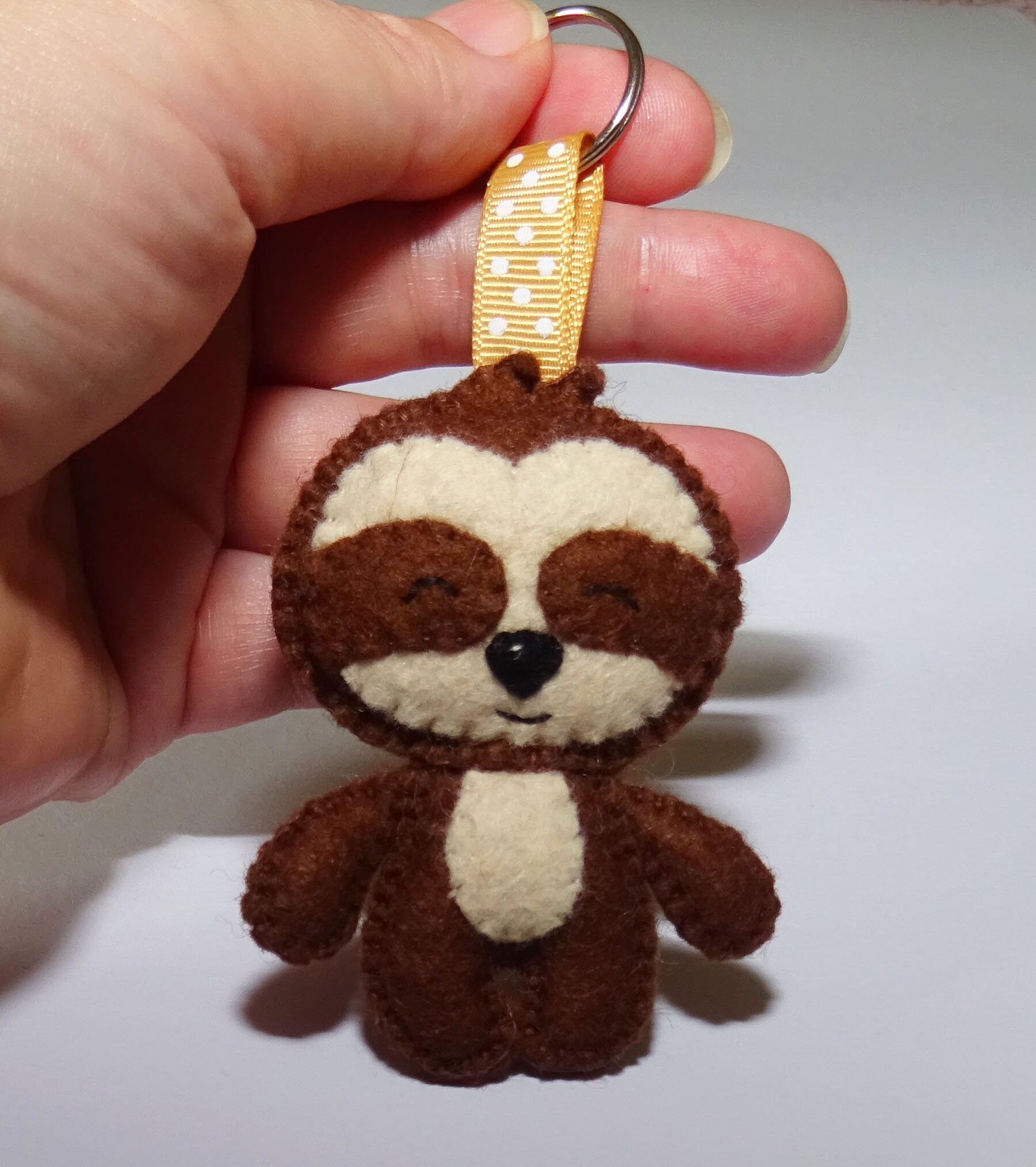 Wool Felt Sloth Keychain, Sloth Keychain, Keyring, Plush Sloth, Key ...