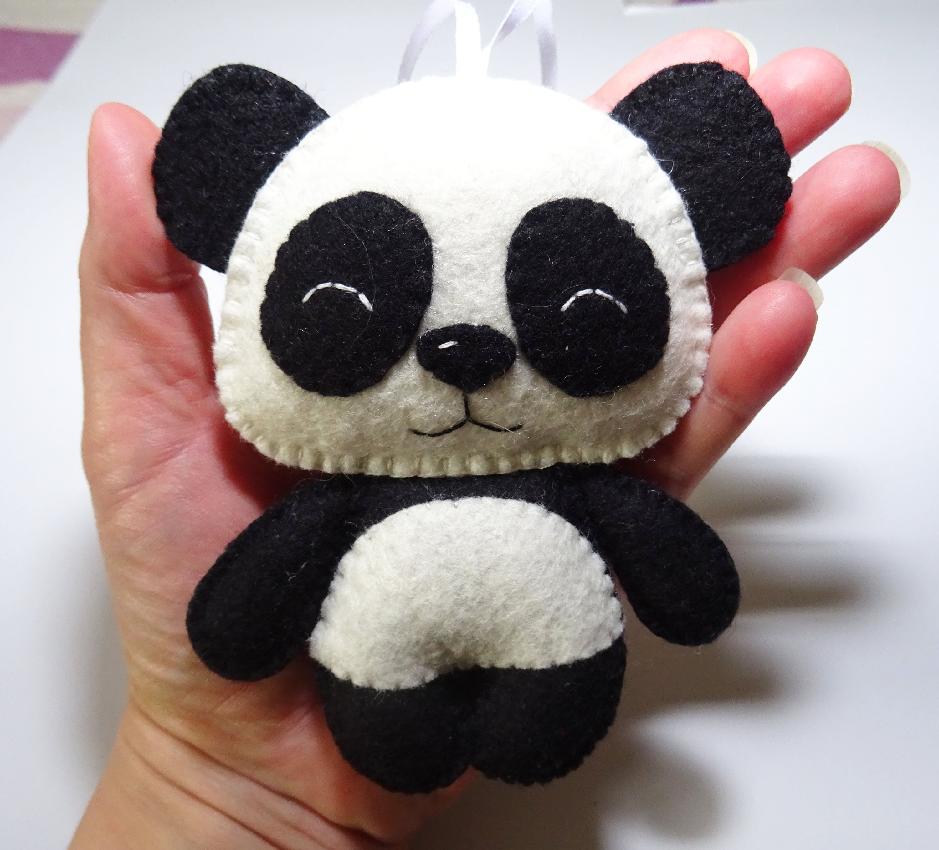 Panda Ornament, Wool Felt Panda, Panda Bear, Woodland Animal, Kidsroom ...