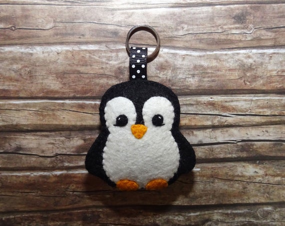 Wool felt penguin keychain Penguin keychain Keyring Key | Etsy