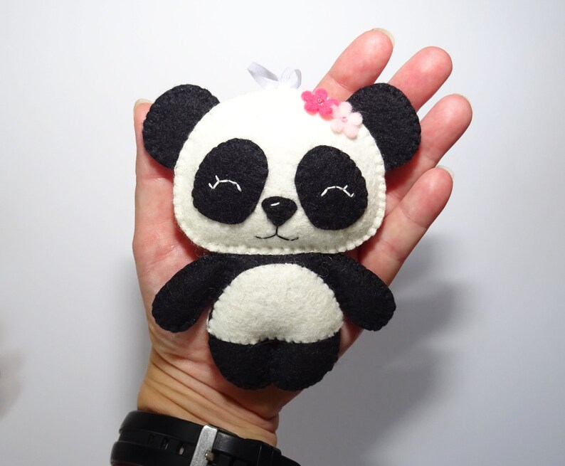 Panda Ornament, Wool Felt Panda, Panda Bear, Handmade Gift, Nursery ...