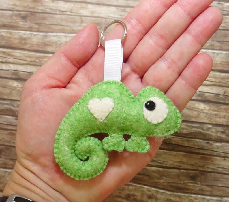 Wool Felt Chameleon Keychain Chameleon Keychain Keyring Key - Etsy