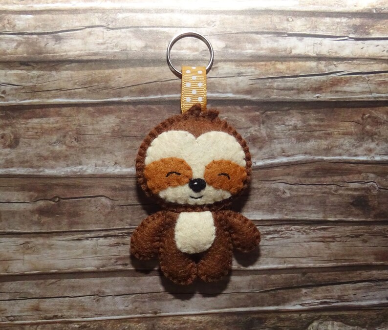 Wool Felt Sloth Keychain Sloth Keychain Keyring Plush | Etsy