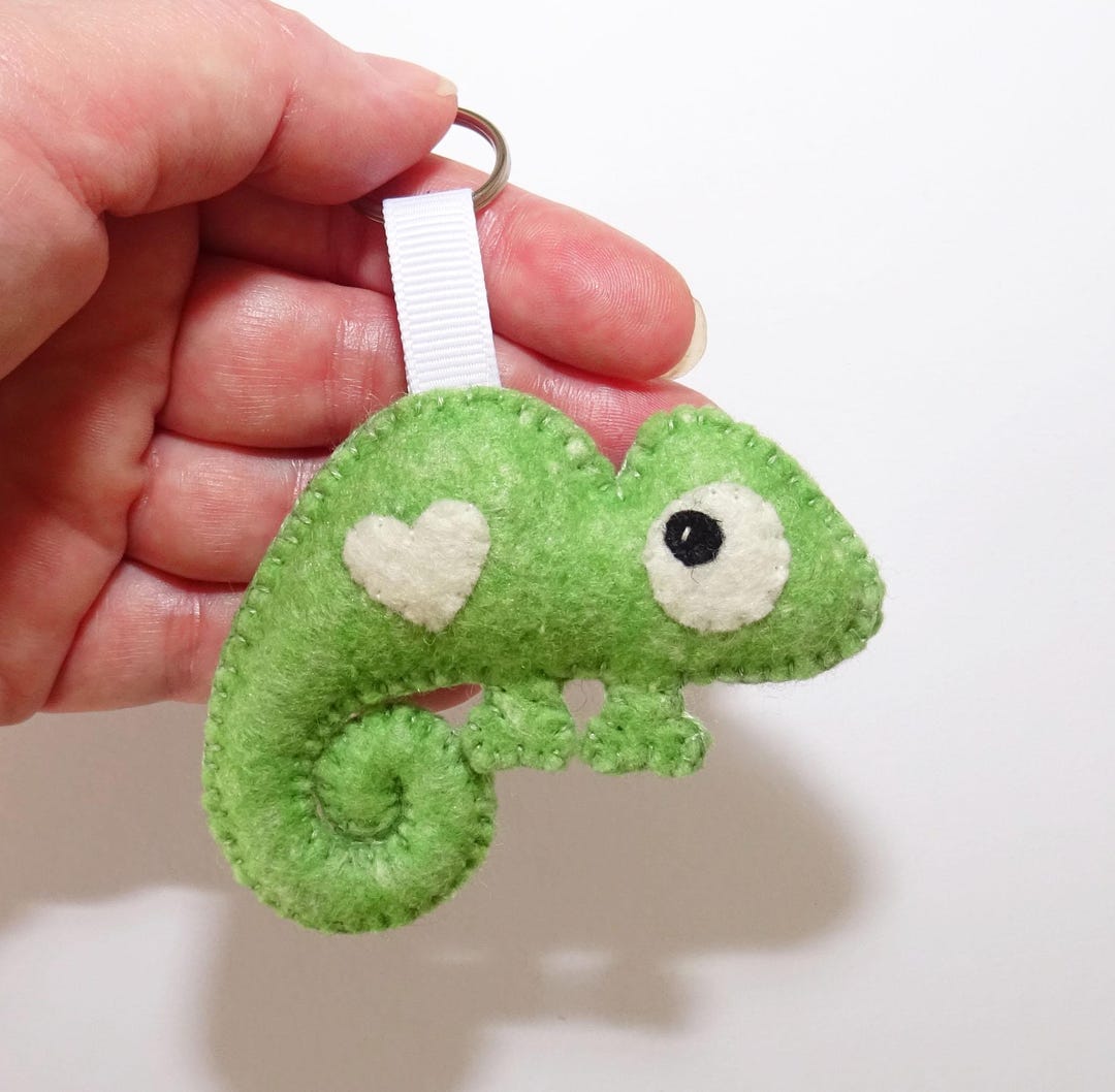 Wool Felt Chameleon Keychain, Chameleon Keychain, Keyring, Key Holder ...