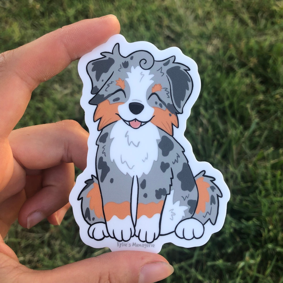 Blue Merle Australian Shepard Dog Sticker Waterproof Vinyl Decal Cute ...