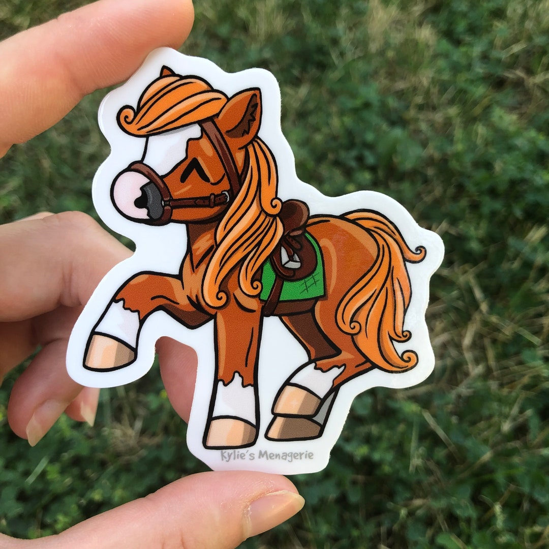 Prancing Pony Sticker Vinyl Decal Cute Trotting Chestnut Horse Drawing ...
