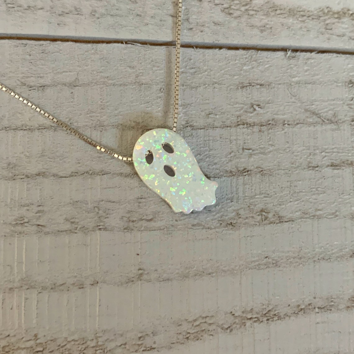 Ghost Opal Necklace/Boo Pendant/Halloween | Etsy