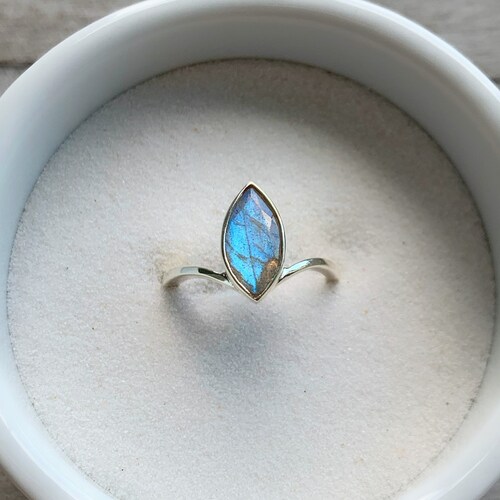 Labradorite Moon Ring Carved Moon Face Ring Moon Ring | Etsy