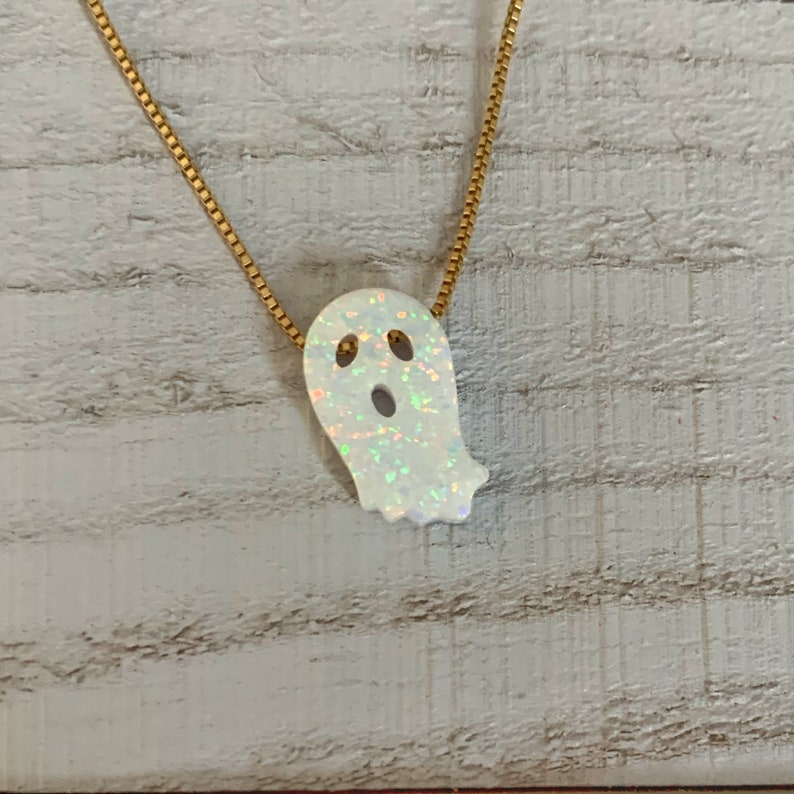 Ghost Opal Necklace/boo Pendant/halloween - Etsy