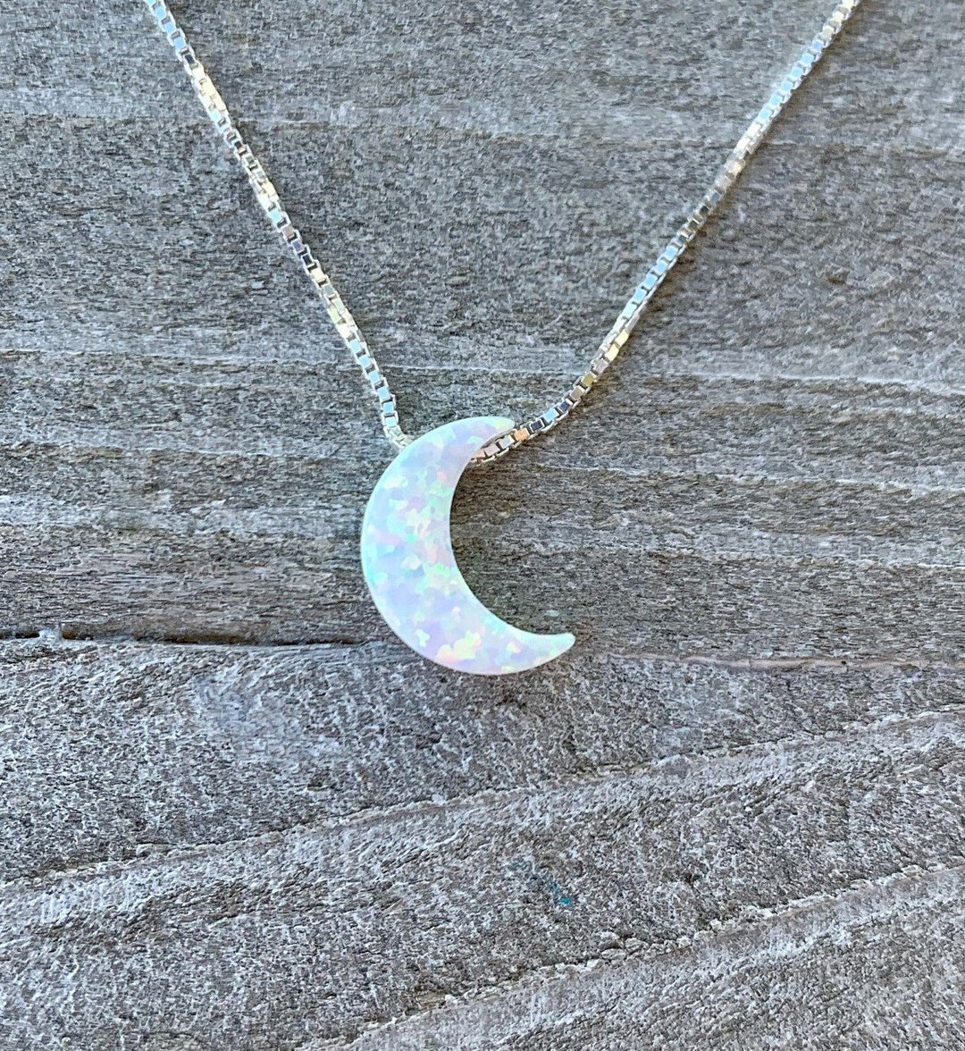 Opal Moon Necklace/fire Opals/crescent Pendant/kids Birthday/i Love You ...