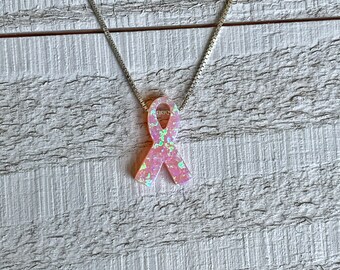Gold Cancer Ribbon Necklace - Etsy