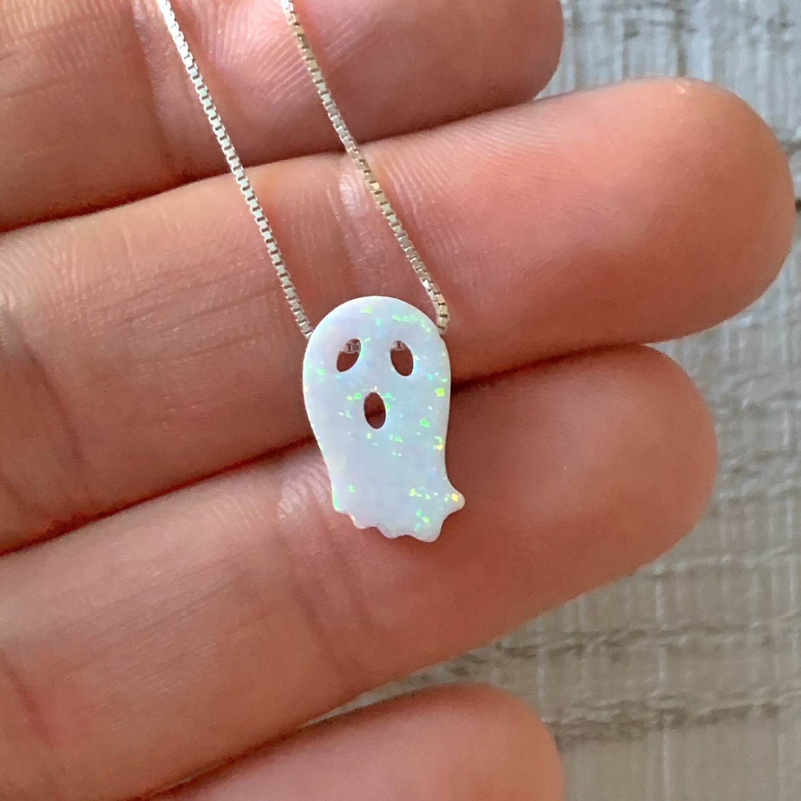 Ghost Opal Necklace/boo Pendant/halloween | Etsy