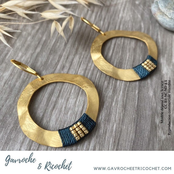 BAYA Earrings Matte Gold Hammered Hoop Earrings With Japanese Pearls SEVERAL COLORS Etsy