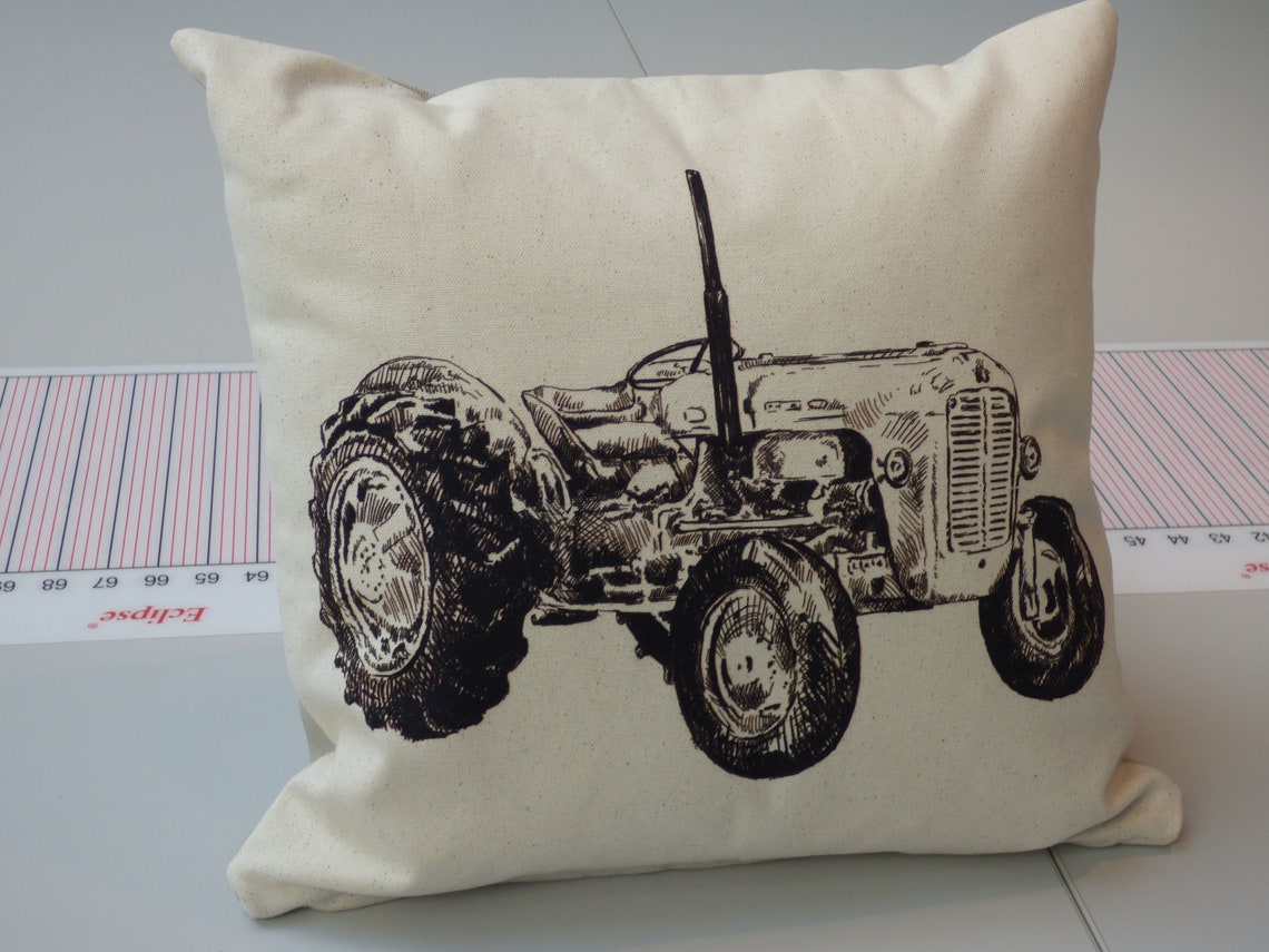 Tractor Cushion Cover for 45 Cm Pad. Natural Cotton Fabric Front With a ...