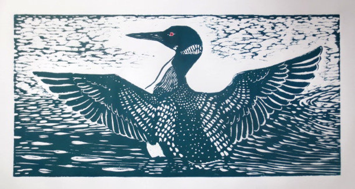 Handmade Woodblock Print "loon Dance" Made From the Original Block by ...