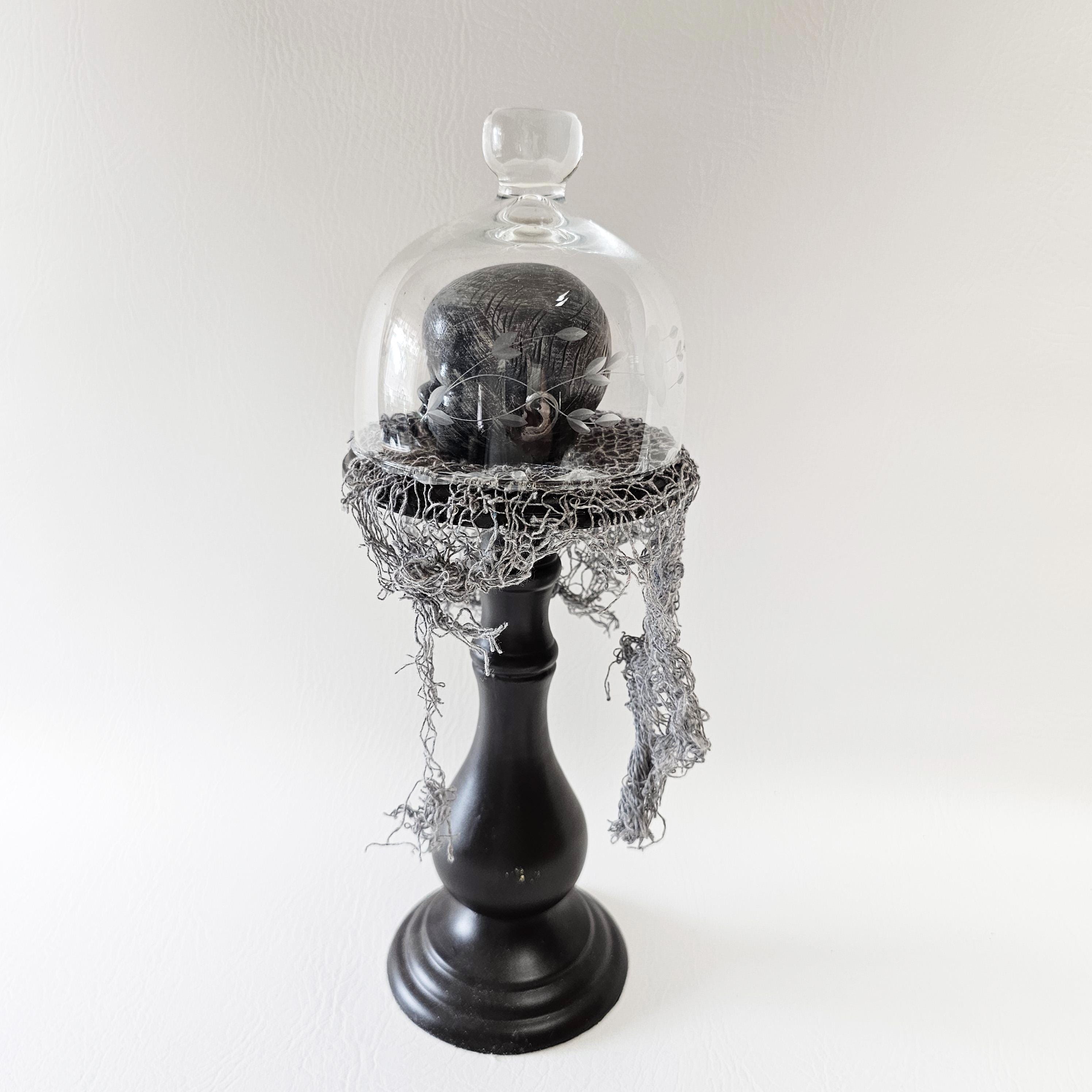 Custom Halloween Décor Doll Head Cloche Dome Tall Stand - Etsy