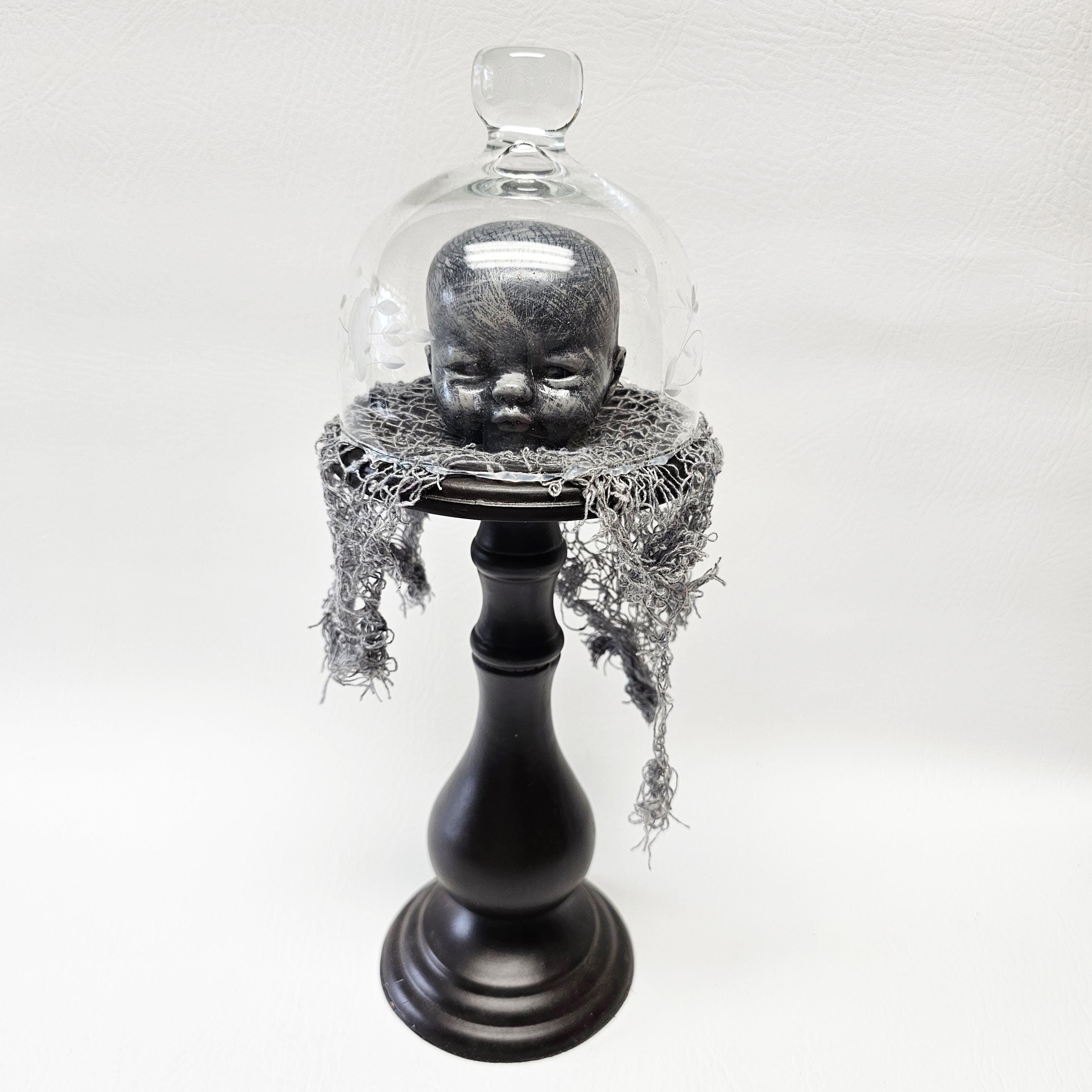 Custom Halloween Décor Doll Head Cloche Dome Tall Stand - Etsy