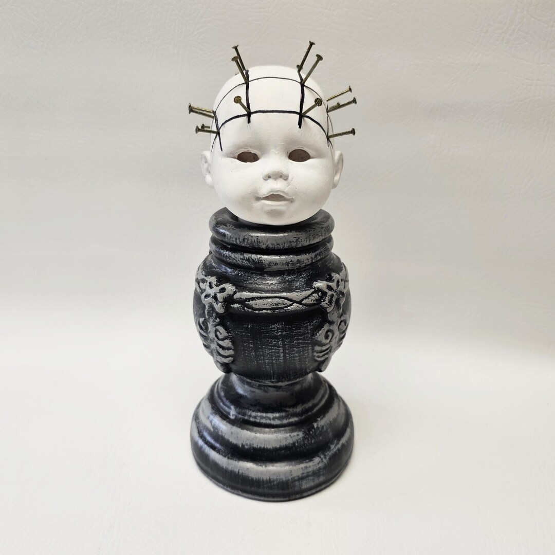 Custom Hellraiser Décor Pinhead Horror Doll Head on Stand - Etsy