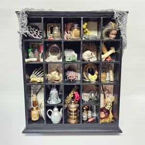 Custom Gorgeous Wooden Apothecary Shadow Box Full of Eerie Halloween ...