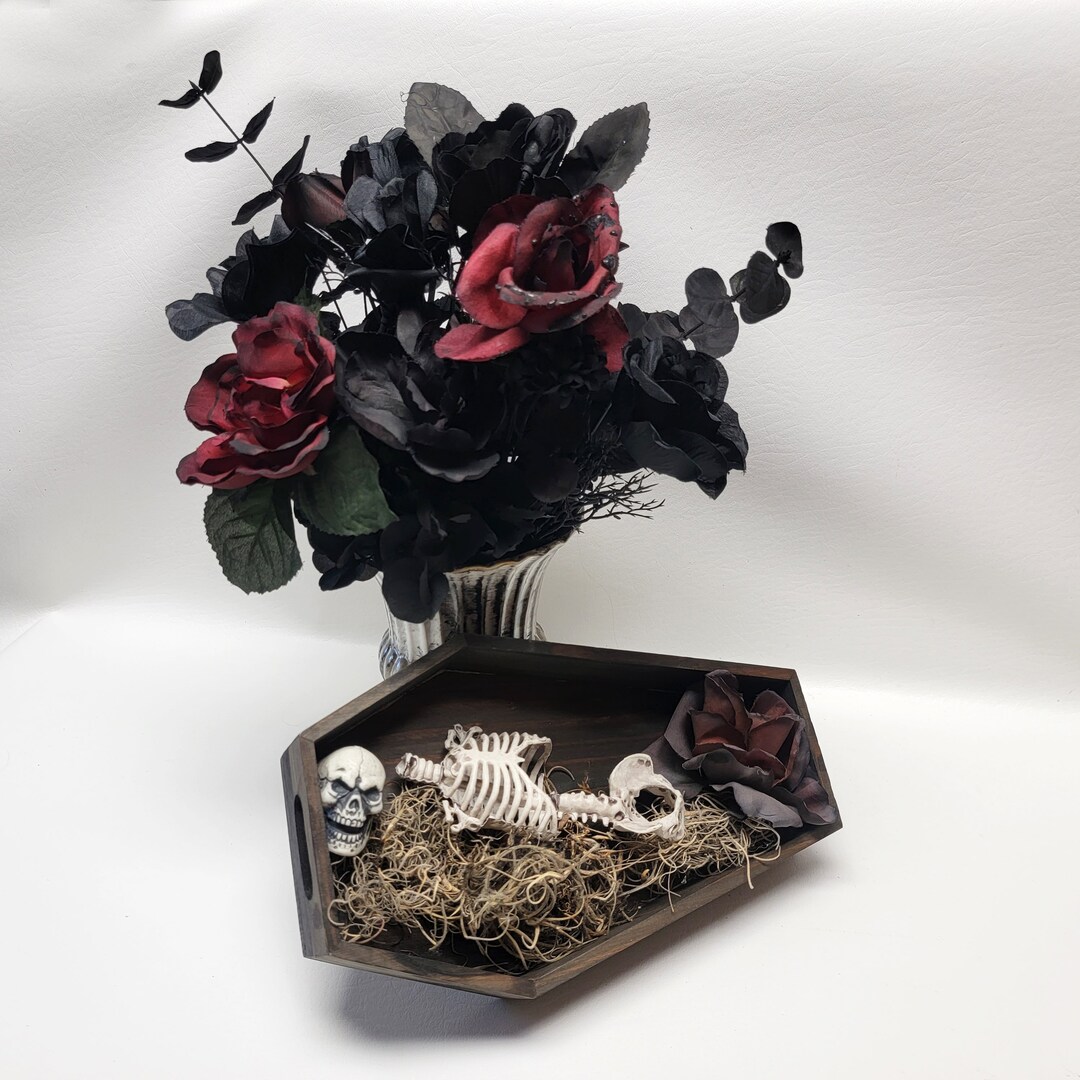 Large Funeral Floral Arrangement & Coffin Skeleton Halloween Décor ...