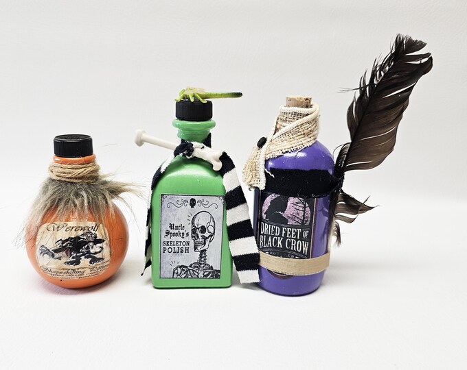 Custom Set of 3 Fun Colorful Apothecary Potion Jars Halloween Déco - Etsy