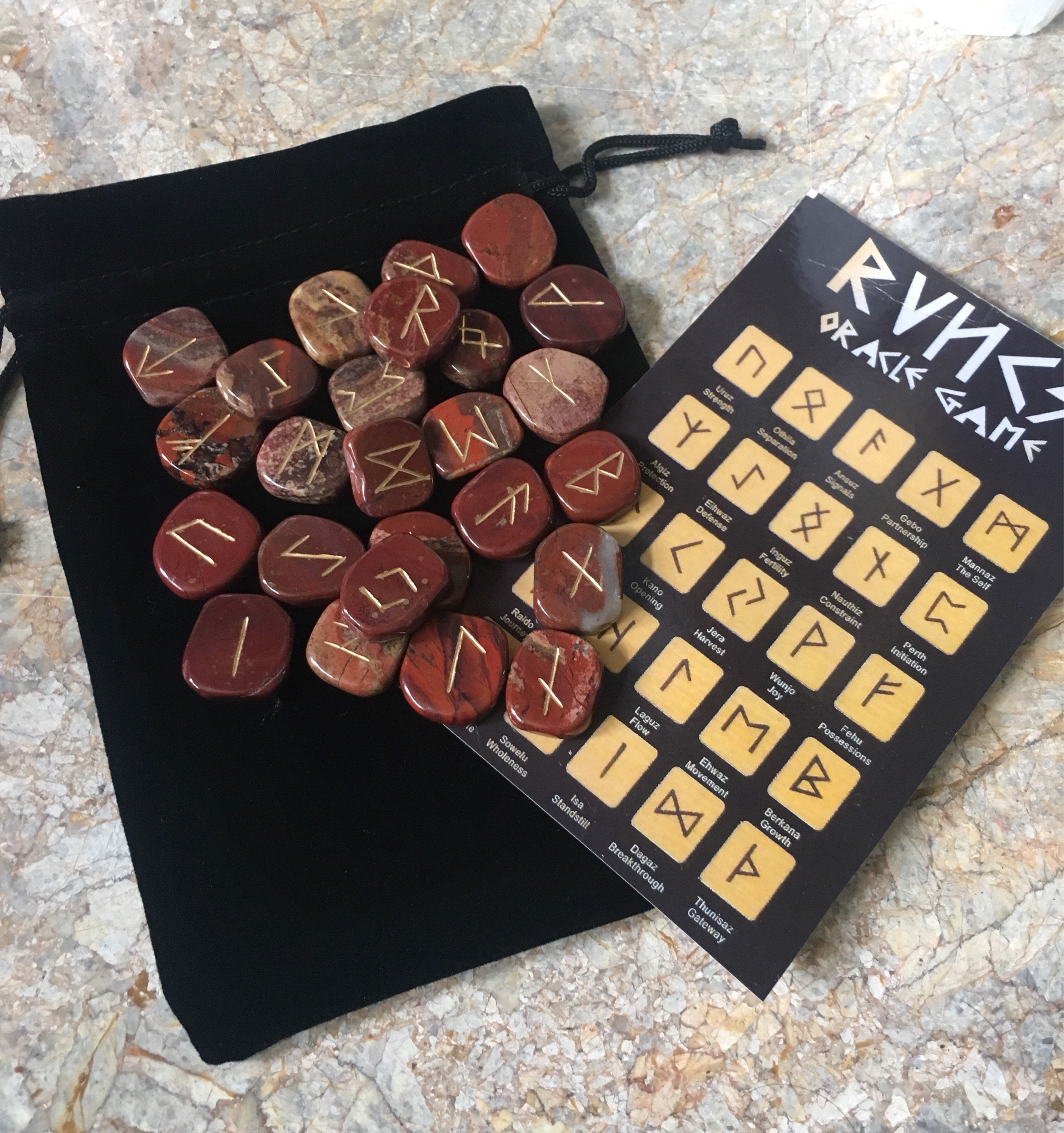Rune Stones Red Jasper Crystal Divination Runes with Velvet | Etsy