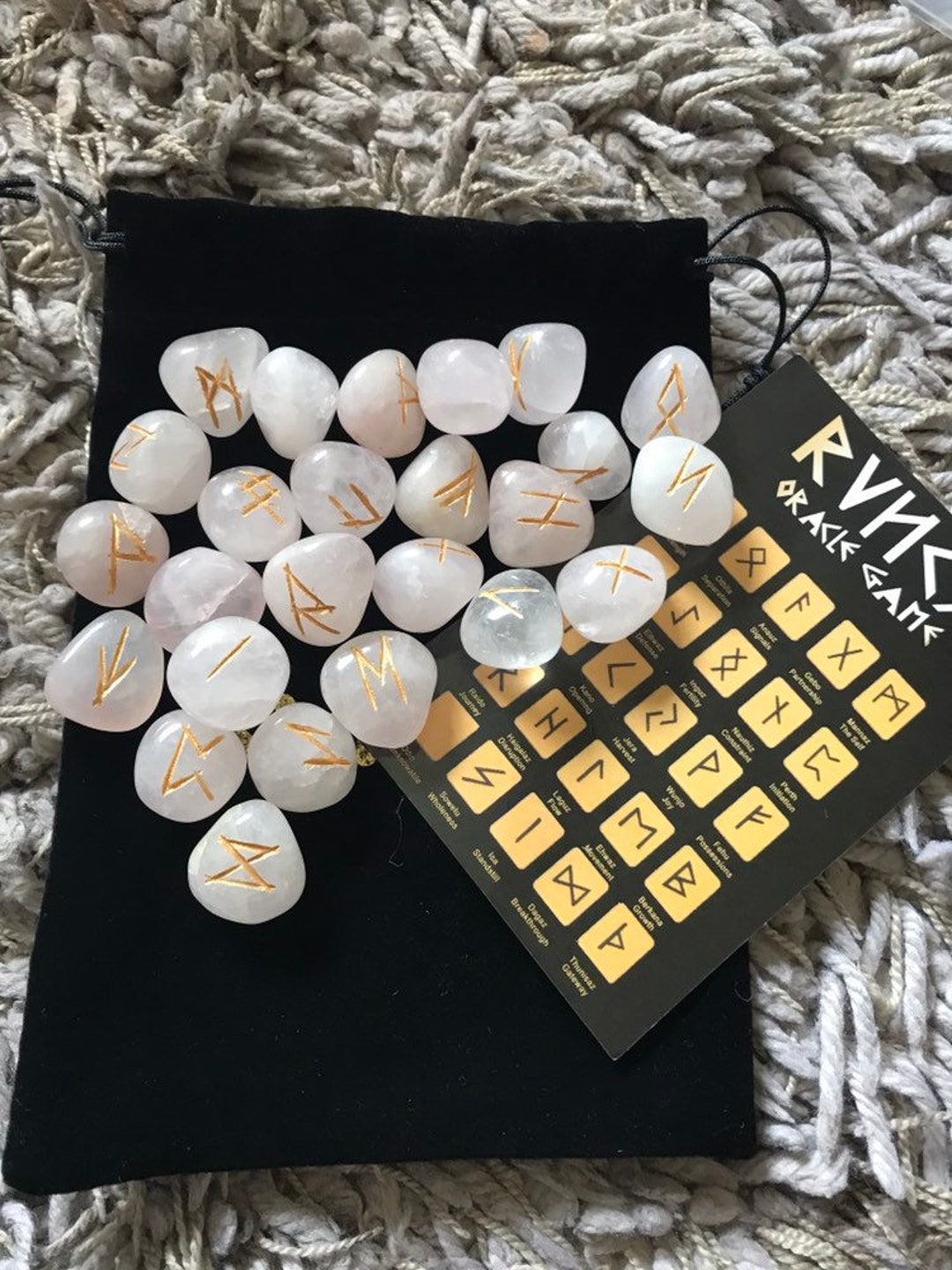 Rune Stone Set, Tumble Stones Reiki Healing Elder Futhark, Pouch ...