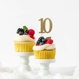 10 Cupcake Topper, 10th Birthday Cupcake Topper, Happy Birthday Cupcake ...