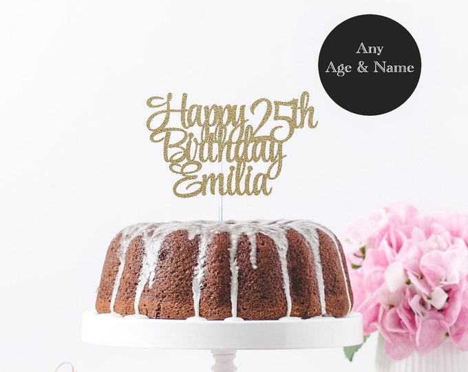 25th Birthday Cake Topper, Cheers to 25 Years Cake Topper, 25th ...