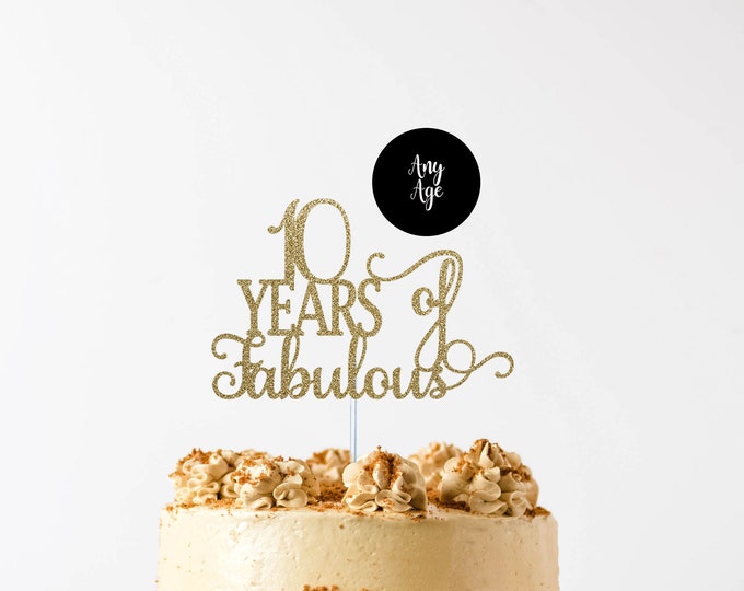 10 Years Loved Cake Topper Cheers to 10 years 10 Years | Etsy