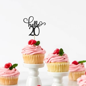 Hello 20 Cupcake Topper, Happy 20th Cupcake Topper, Happy Birthday ...