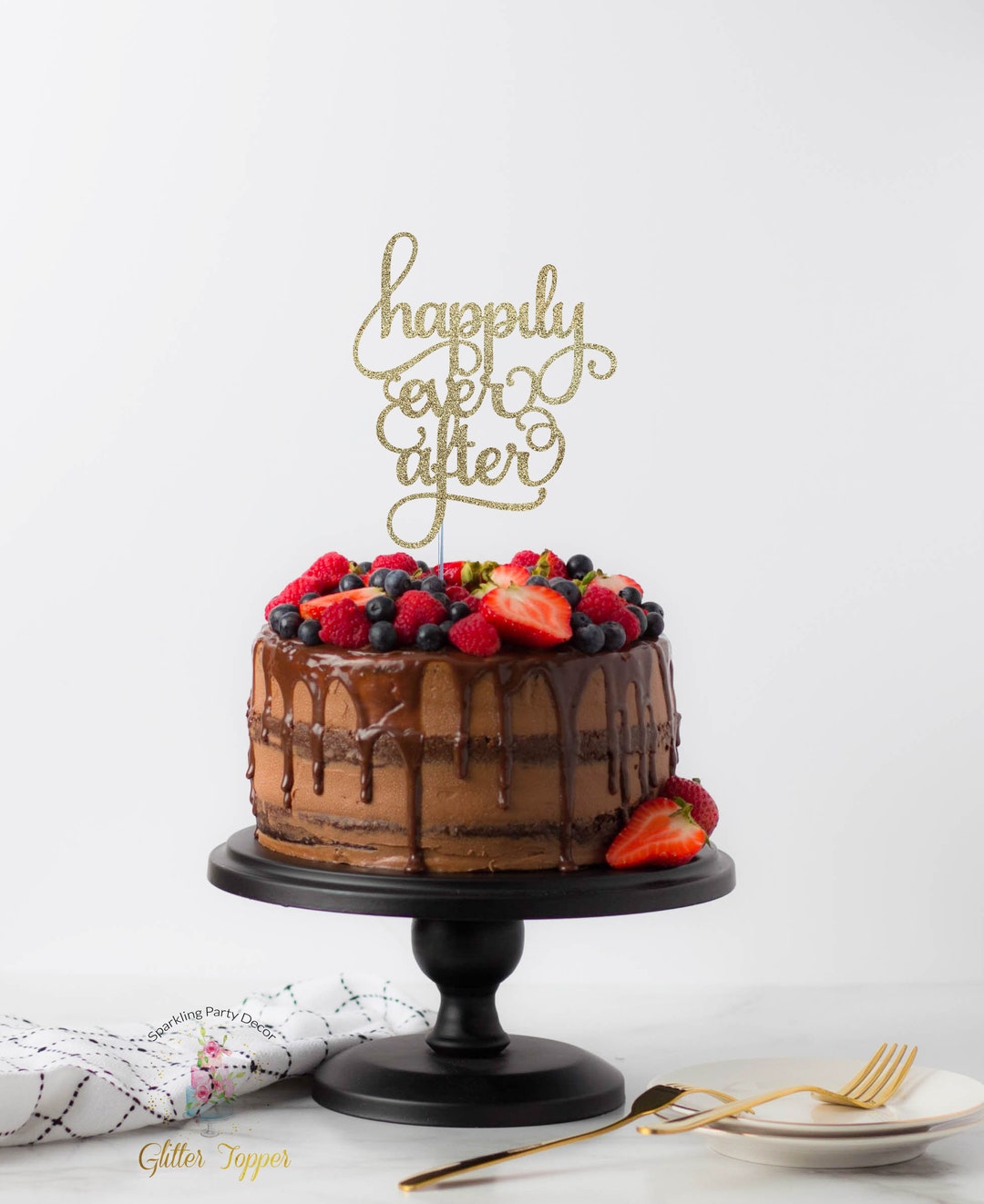 Cake Topper Wedding, Happily Ever After Cake Topper, Personalized ...