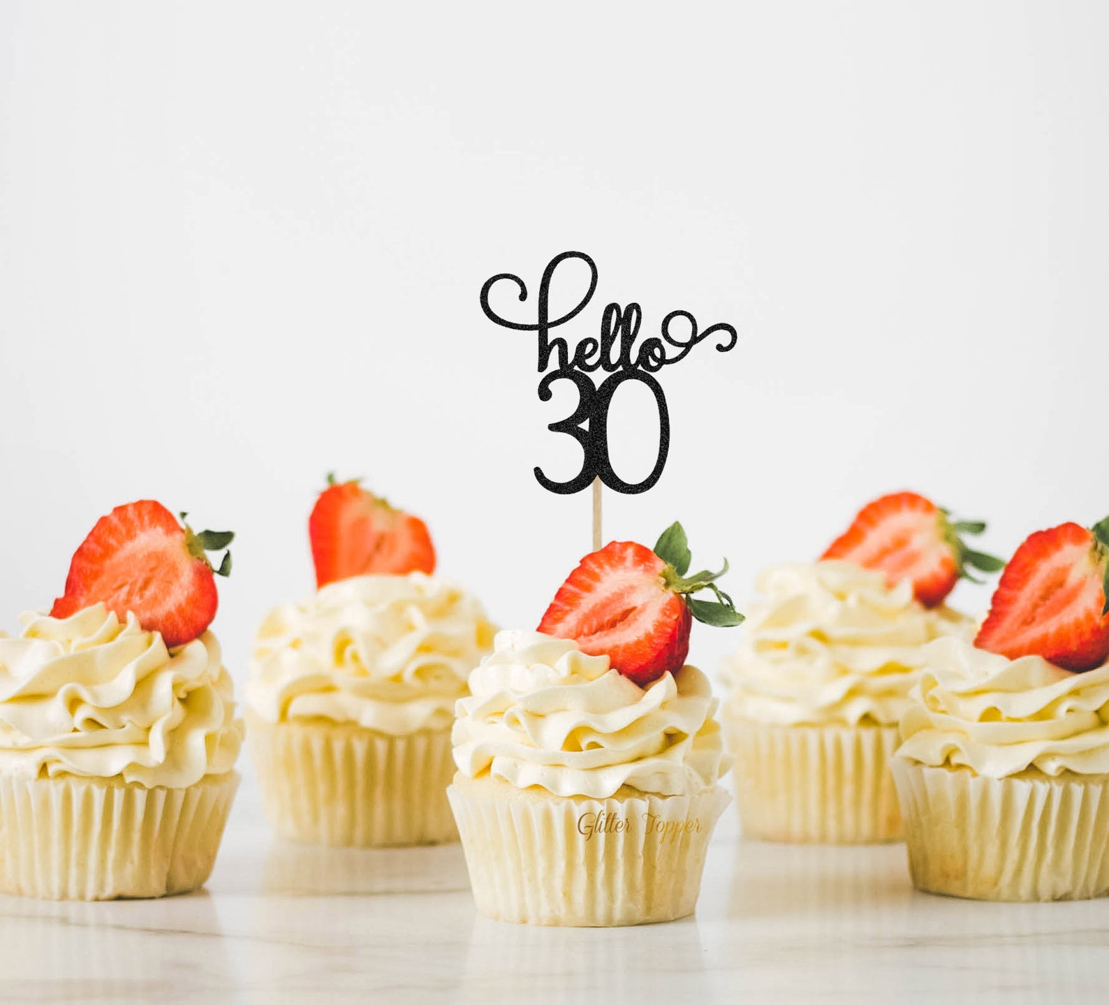 Hello 30 Cupcake Topper, Happy Birthday Cupcake Topper, Thirty Cupcake ...