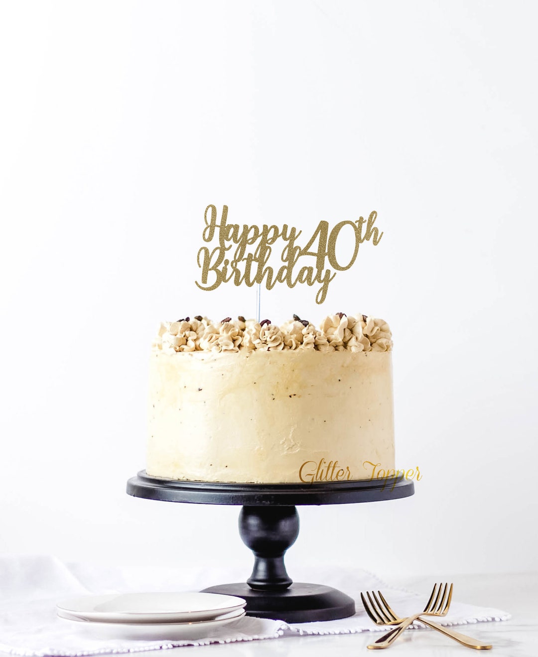 Happy 40th Birthday, Birthday Party, 40 Glitter Topper, 40th Birthday ...
