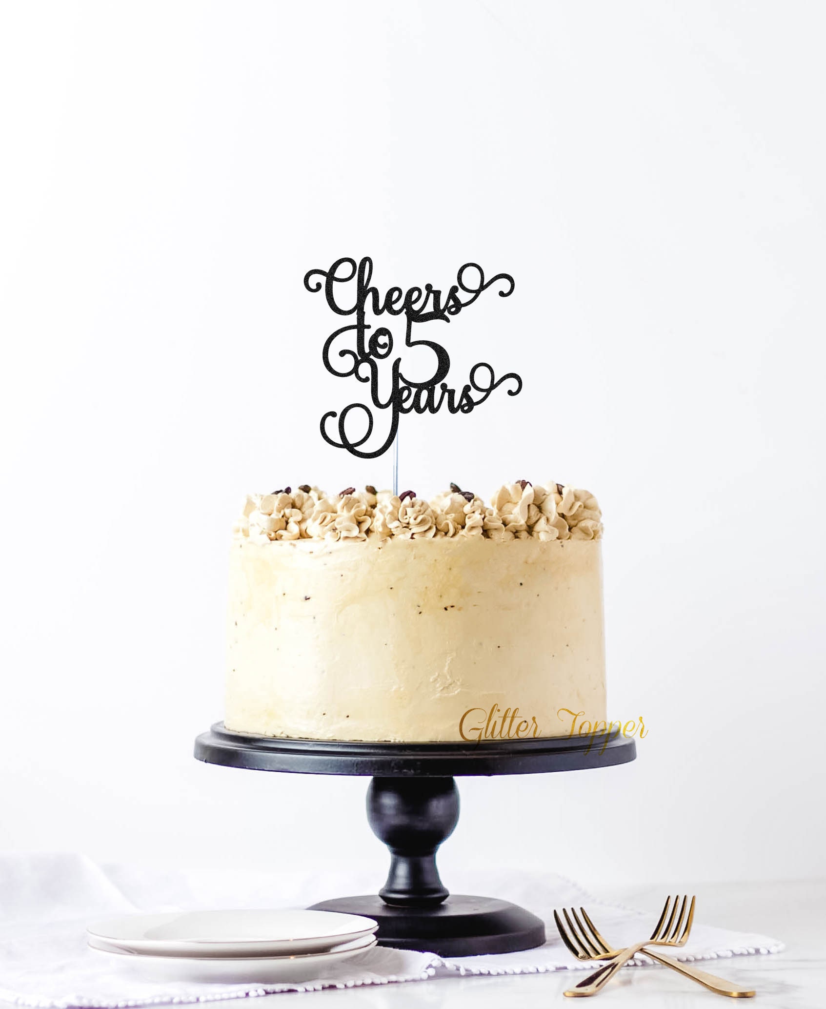 Cheers to 5 Years Cake Topper 5 Years Loved 5 Years Blessed - Etsy