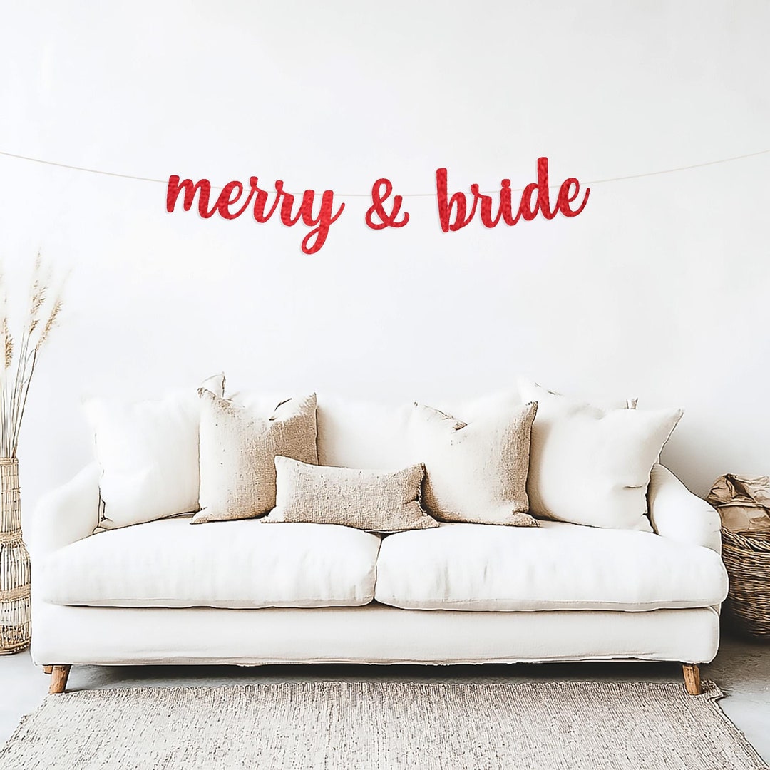 Merry & Bride Banner, Christmas Bride Banner, Bridal Shower Decor ...