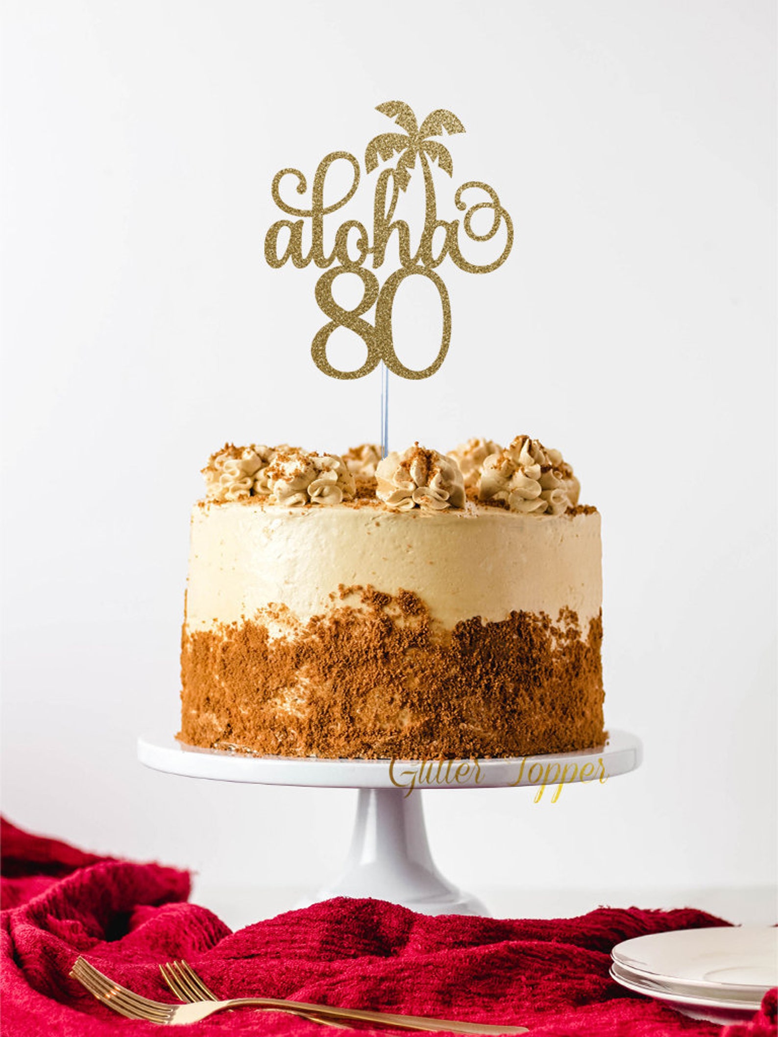 Aloha 80 Cake Topper Happy 80th Cake Topper Aloha Topper - Etsy